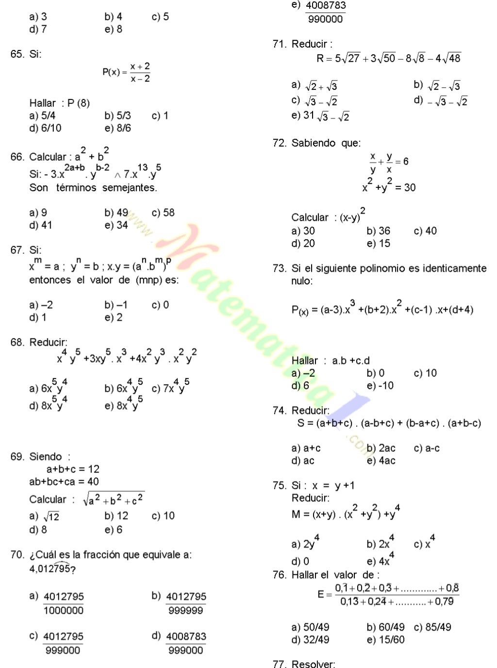Matematicas 115 problemas resueltos de segundo de secundaria