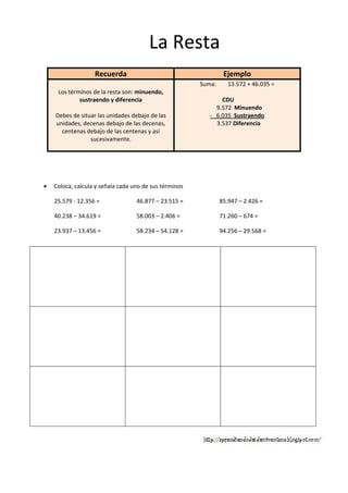 Matematicas 4 primaria, calculo operaciones | PDF | Homework and Study ...