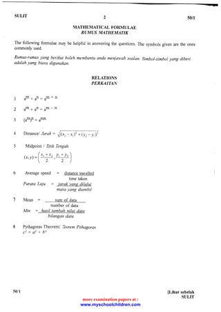 Matematik kertas-1-2-ppt-tingkatan-3-perak-2010 | PDF