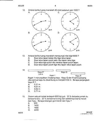 Matematik 1 pra upsr | PDF
