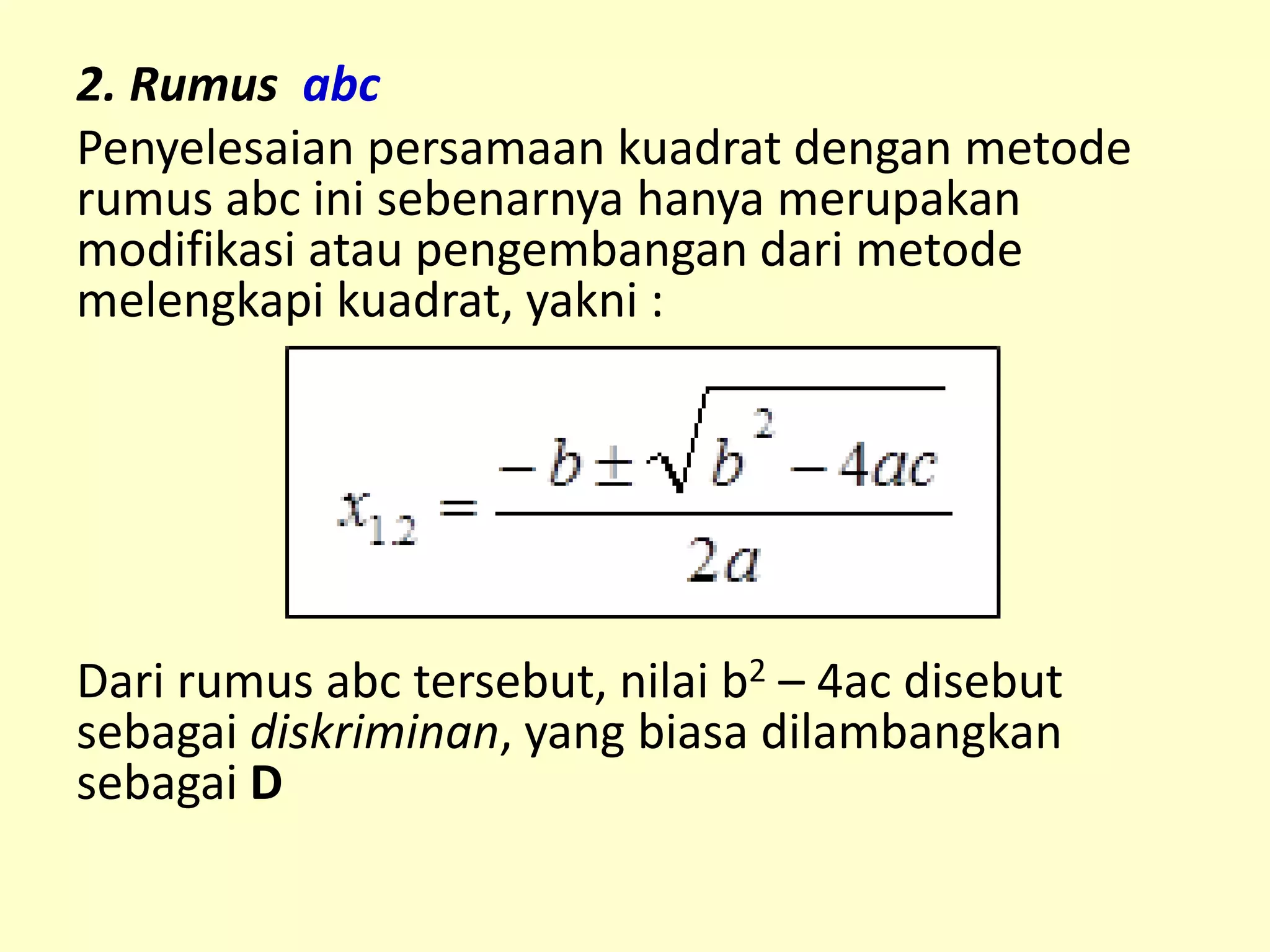 Bahan ajar MK Matematika "Persamaan dan fungsi kuadrat" | PPTX