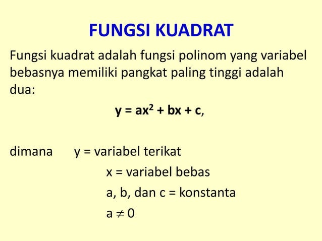 Bahan ajar MK Matematika "Persamaan dan fungsi kuadrat" | PPTX