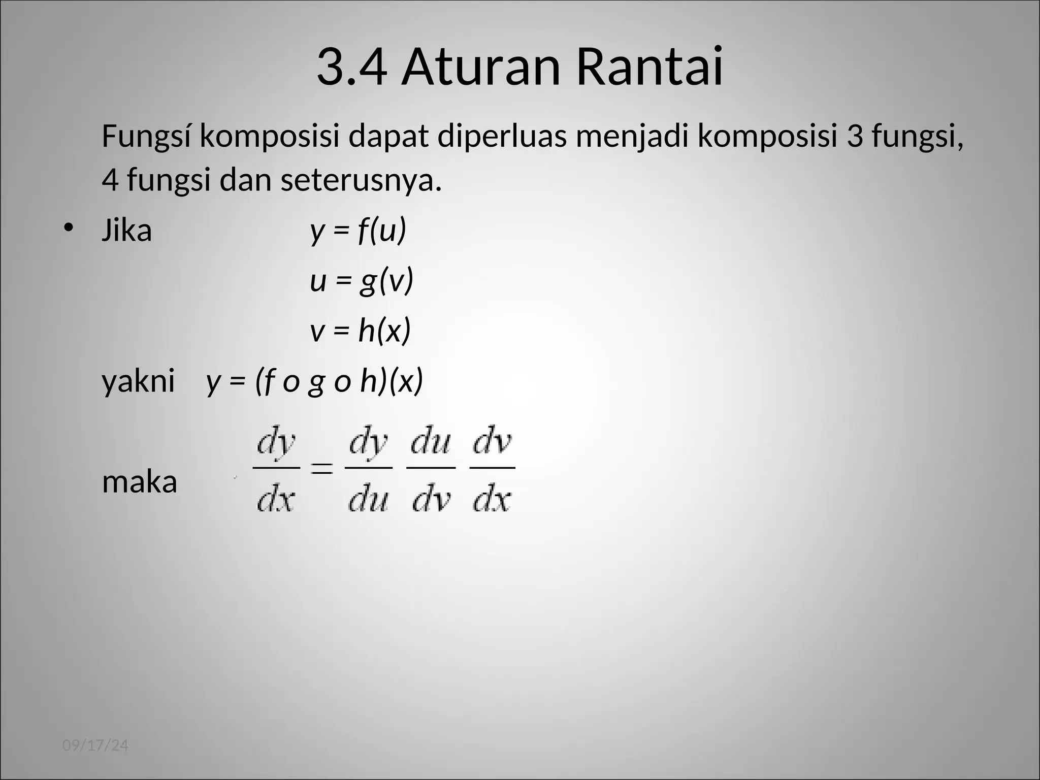 Materi Matematika Pokok Bahasan Turunan Fungsi Aljabar | PPT