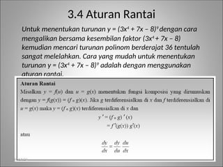 Materi Matematika Pokok Bahasan Turunan Fungsi Aljabar | PPT