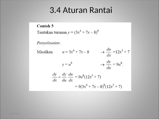 Materi Matematika Pokok Bahasan Turunan Fungsi Aljabar | PPT