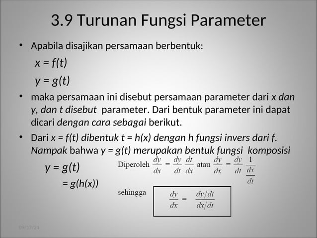 Materi Matematika Pokok Bahasan Turunan Fungsi Aljabar | PPT