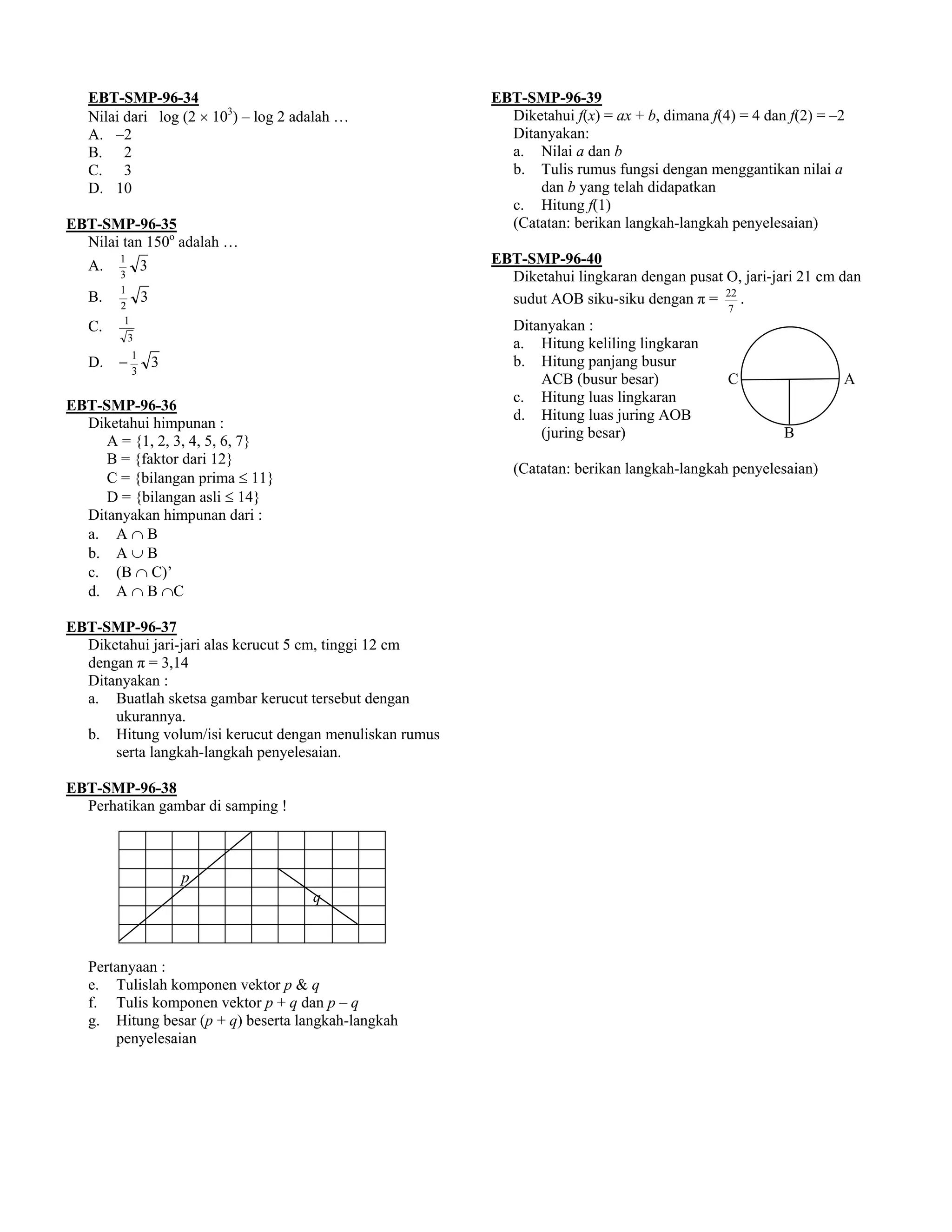 Matematika 1996 | PDF