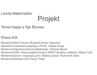 Hapja e nje biznesi matematika klasa 11 a | PDF