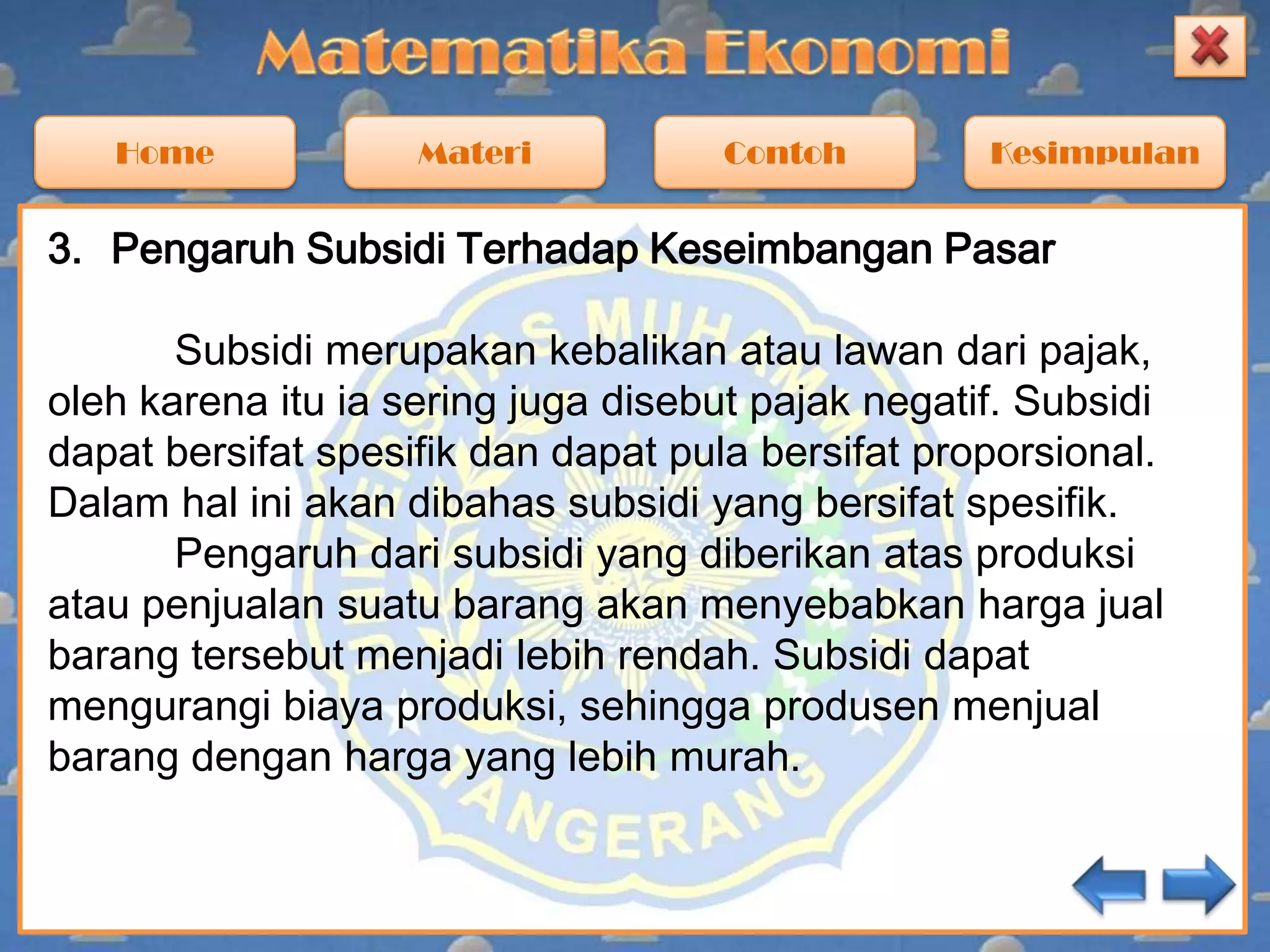 Matematika ekonomi - pajak dan subsidi | PPTX