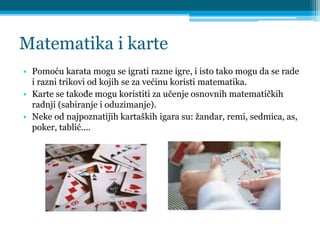 Matematika i karte za igru- Isidora Dragisic | PPT