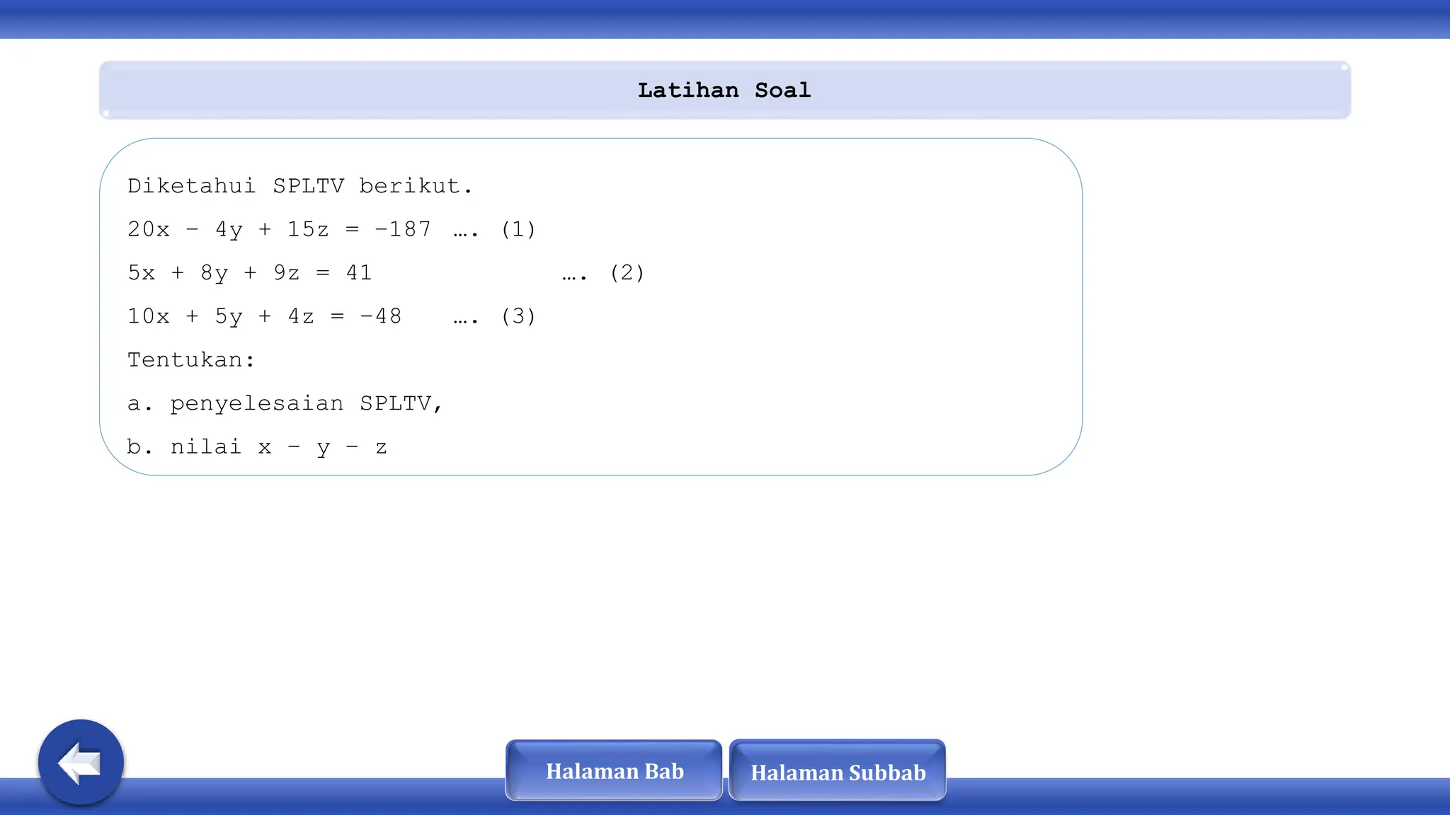 MATEMATIKA KELAS 10 Sistem persamaan linear tiga variabel.pptx
