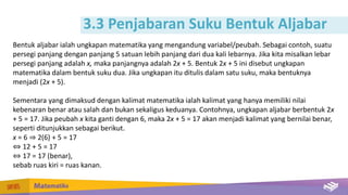 Matematika Kelas 7 Bab 3 Bentuk Aljabar dan Operasinya.pptx