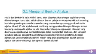 Matematika Kelas 7 Bab 3 Bentuk Aljabar dan Operasinya.pptx
