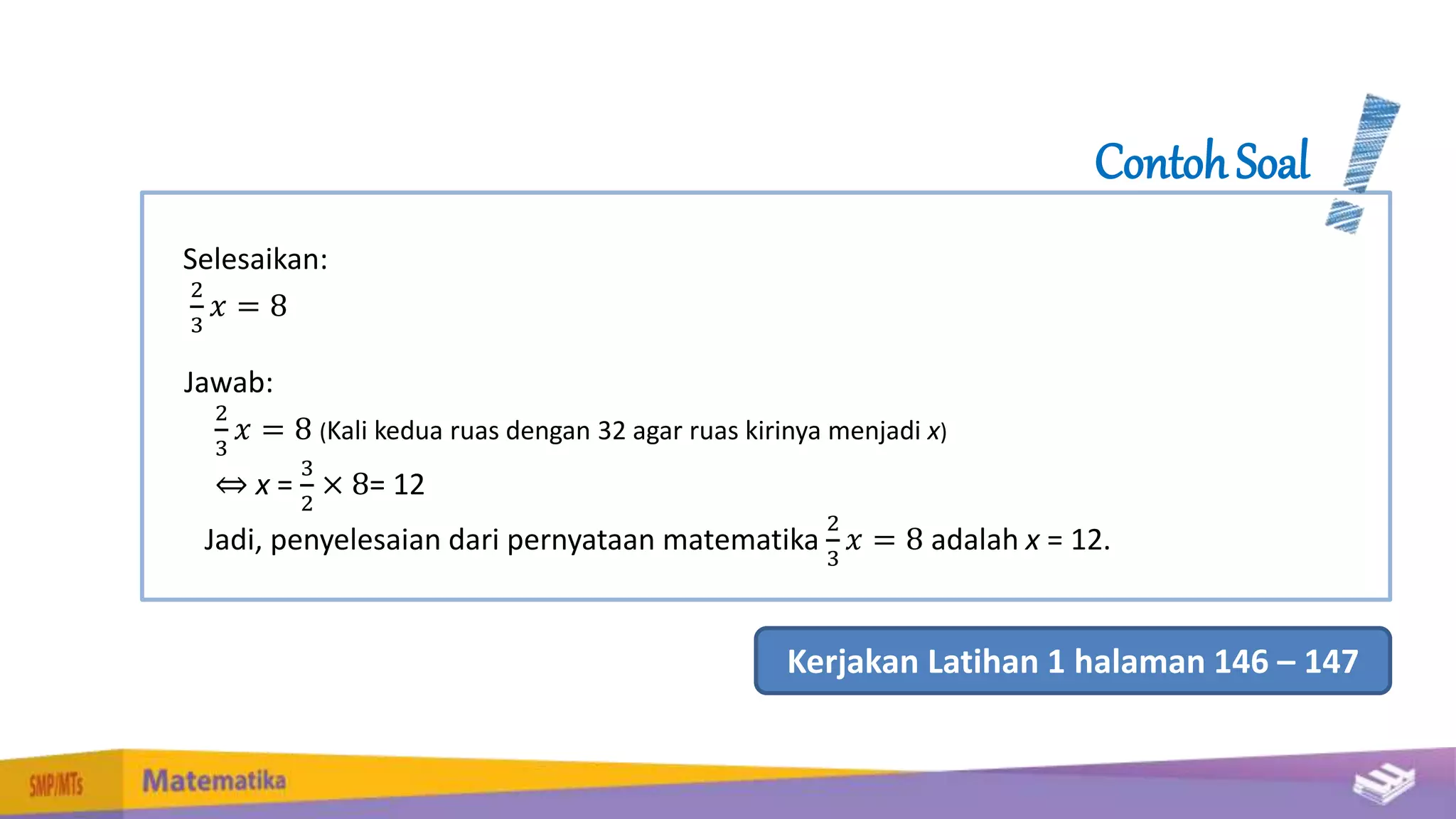 Matematika Kelas 7 Bab 4 Persamaan dan Pertidaksamaan Linear Satu ...