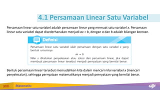 Matematika Kelas 7 Bab 4 Persamaan dan Pertidaksamaan Linear Satu ...