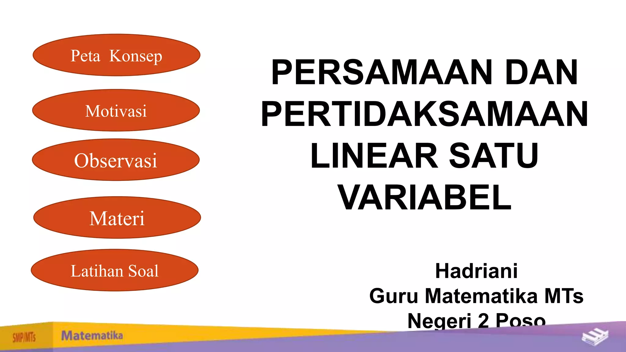 Matematika Kelas 7 Bab 4 Persamaan dan Pertidaksamaan Linear Satu ...