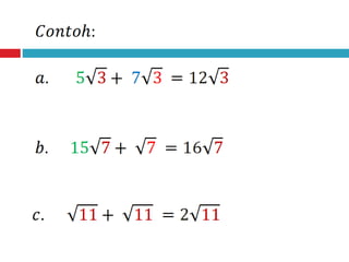 Matematika kelas 9 (Bentuk Akar) | PPTX
