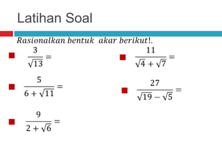Matematika kelas 9 (Bentuk Akar) | PPTX