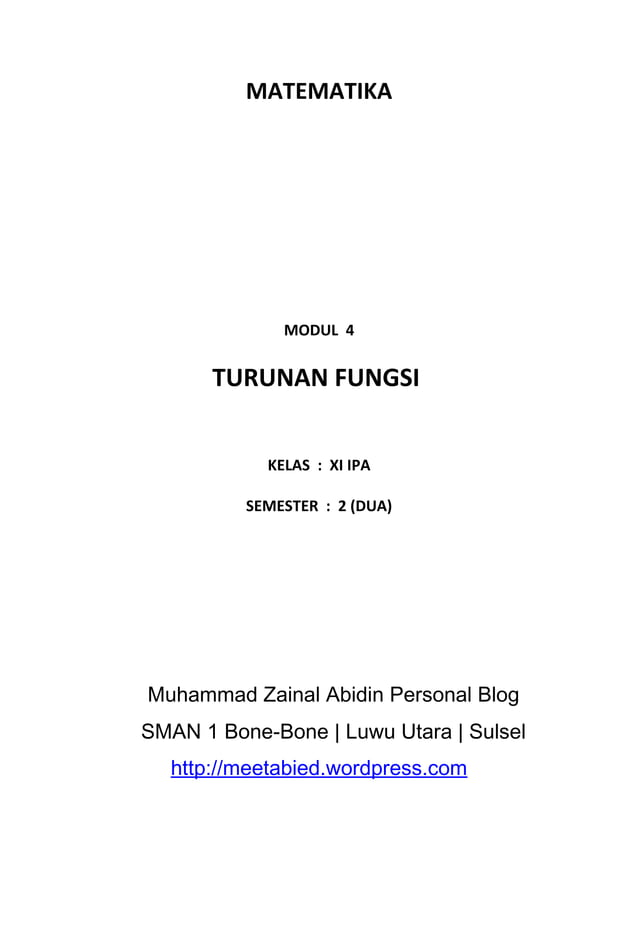 Matematika kelas xi turunan fungsi | DOC