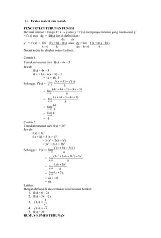 Matematika kelas xi turunan fungsi | DOC