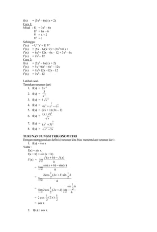 Matematika kelas xi turunan fungsi | DOC
