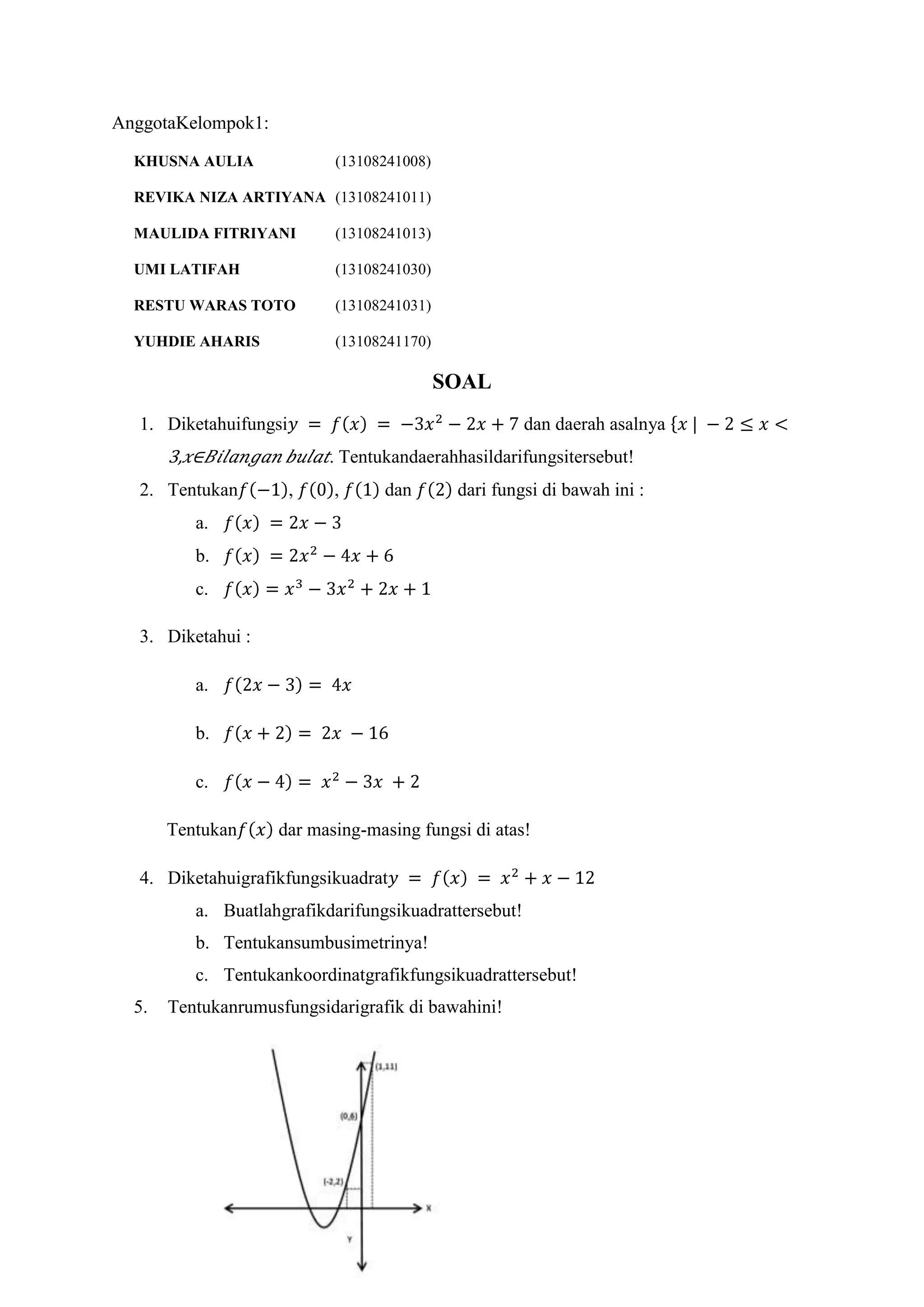 Matematika kelompok 1 soal | DOCX