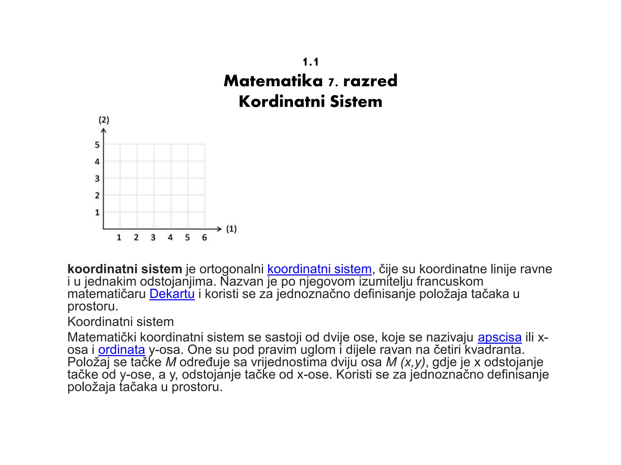 Matematika kordinatni sistem | PPTX