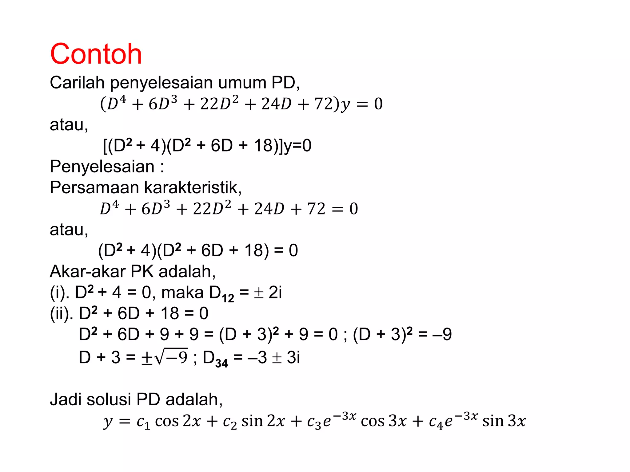 Matematika Teknik Modul 2 b pd linier orde n homogen | PPT