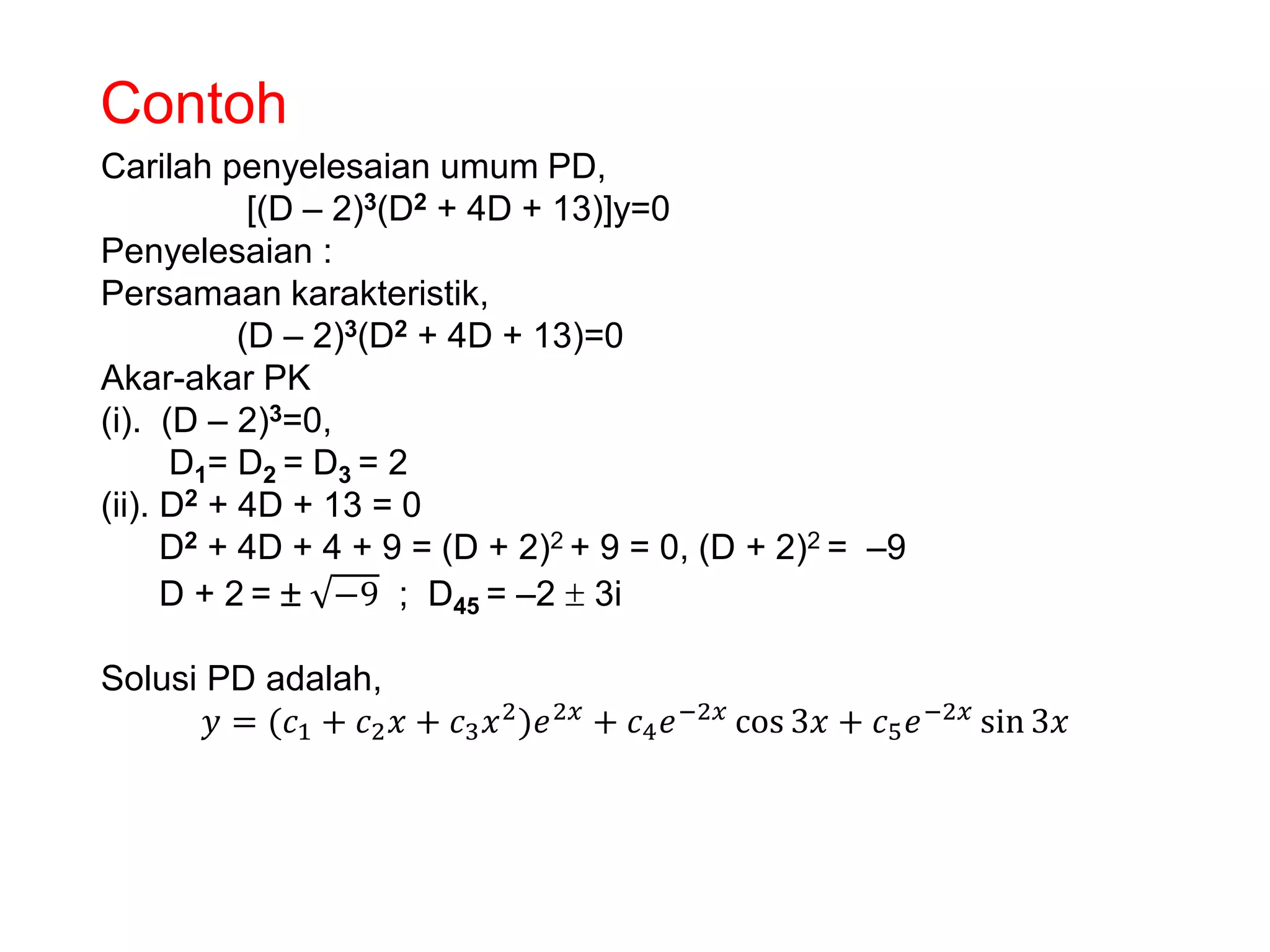 Matematika Teknik Modul 2 b pd linier orde n homogen | PPT
