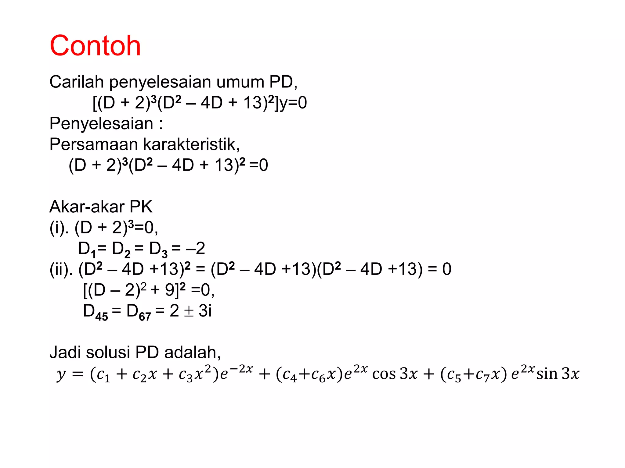 Matematika Teknik Modul 2 b pd linier orde n homogen | PPT