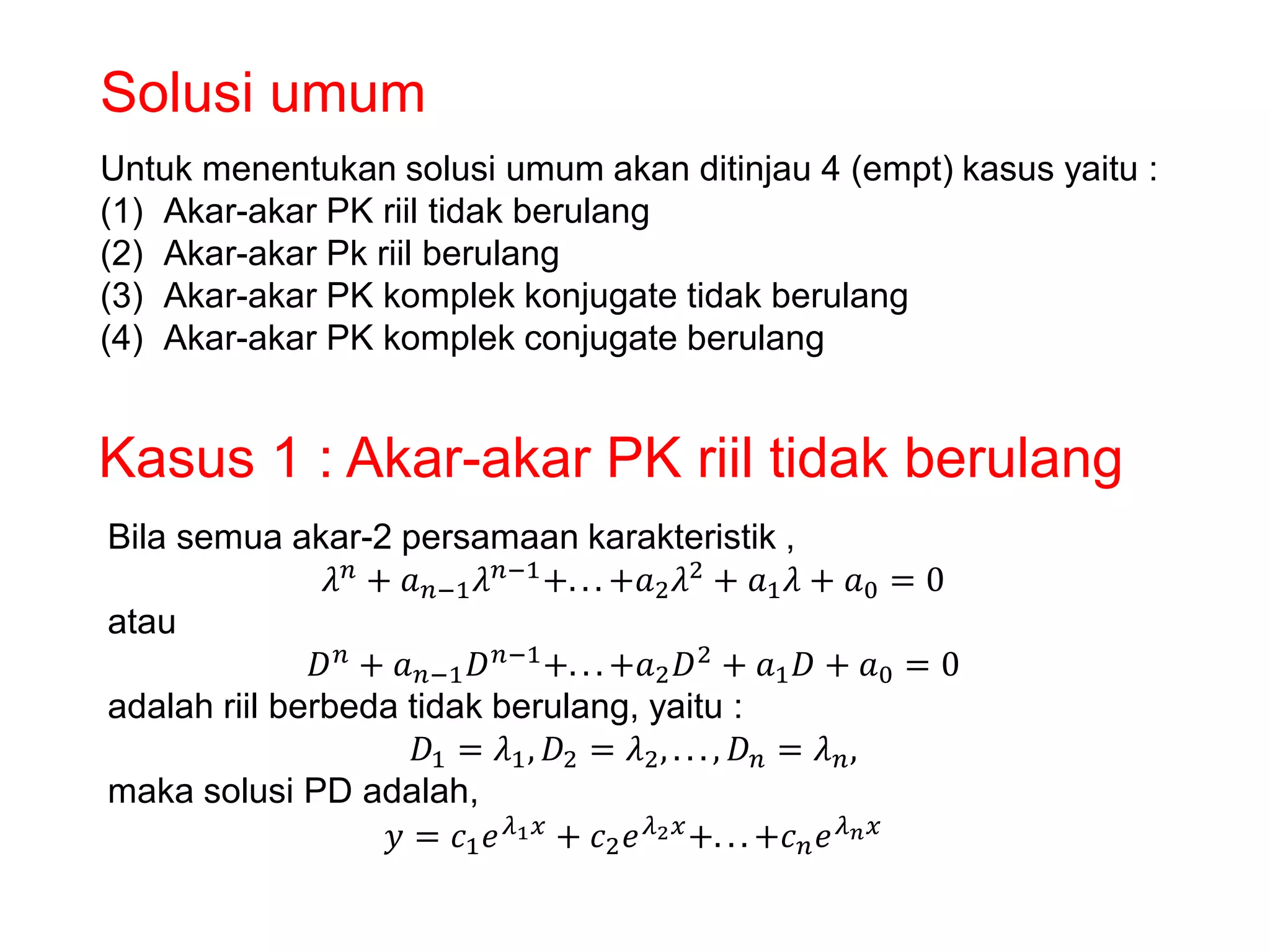 Matematika Teknik Modul 2 b pd linier orde n homogen | PPT