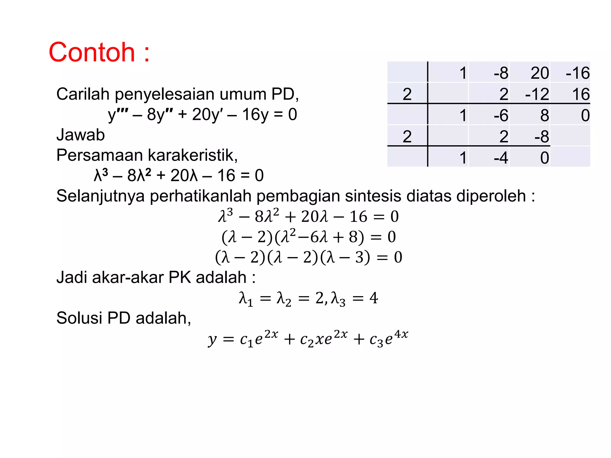 Matematika Teknik Modul 2 b pd linier orde n homogen | PPT