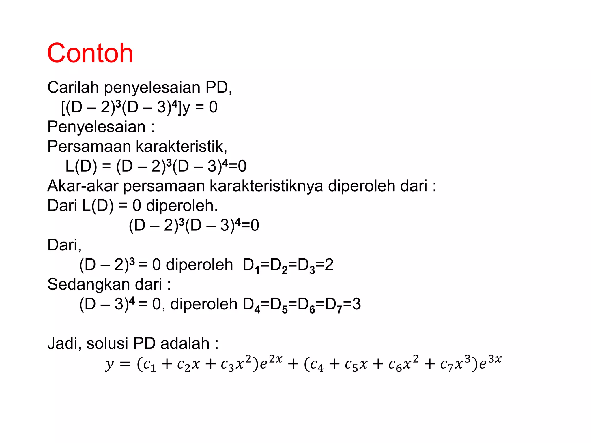 Matematika Teknik Modul 2 b pd linier orde n homogen | PPT