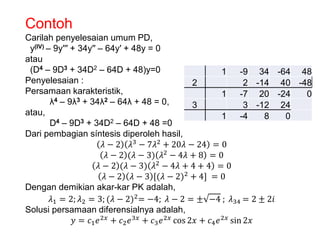 Matematika Teknik Modul 2 b pd linier orde n homogen | PPT