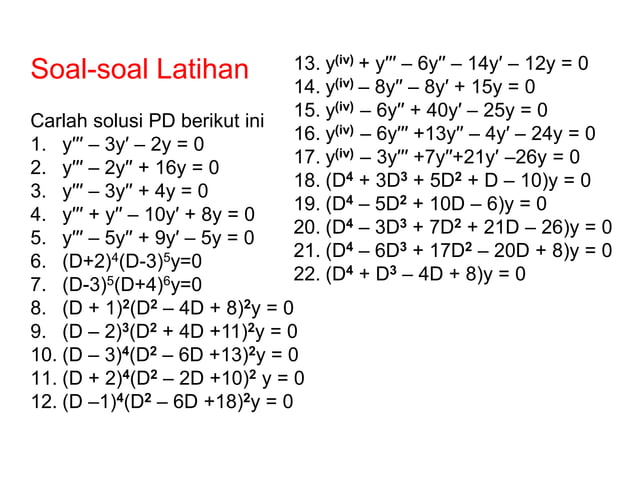 Matematika Teknik Modul 2 b pd linier orde n homogen | PPT