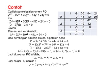 Matematika Teknik Modul 2 b pd linier orde n homogen | PPT