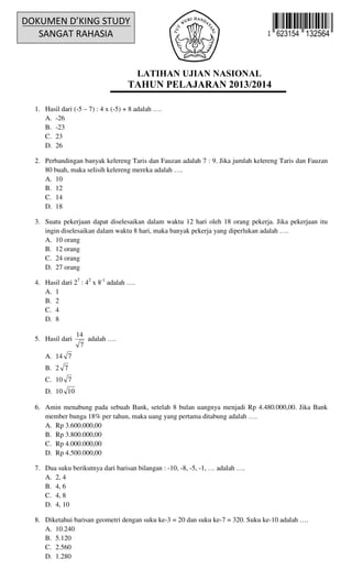 Matematika UN SMP | PDF