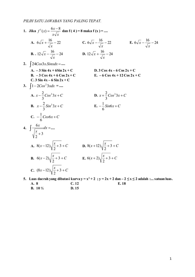 Matematika uas xii ipa | PDF