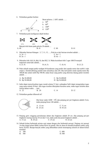MATEMATIKA_UM 2020 MTs AL-FARISY | PDF