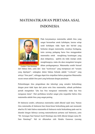 Matematikawan pertama asal indonesia | PDF