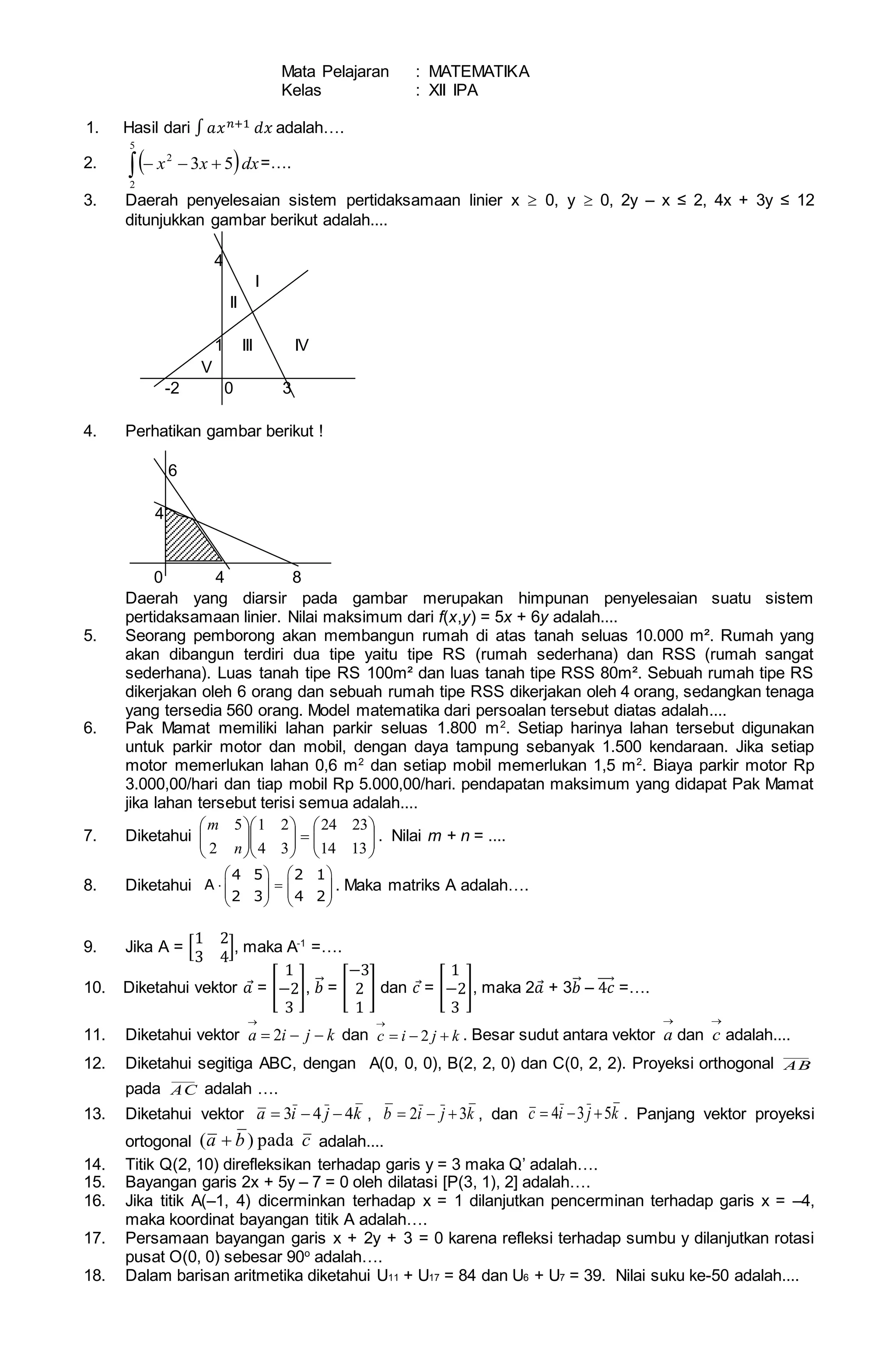 Matematika XII IPA | PDF