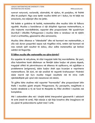 LIDHJA E MATEMATIKES ME SHKENCAT E TJERA MATEMATIKA DHE MUZIKA | PDF