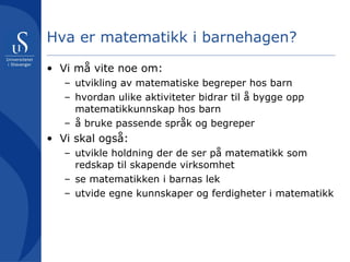 Matematikk i barnehagen | PPT