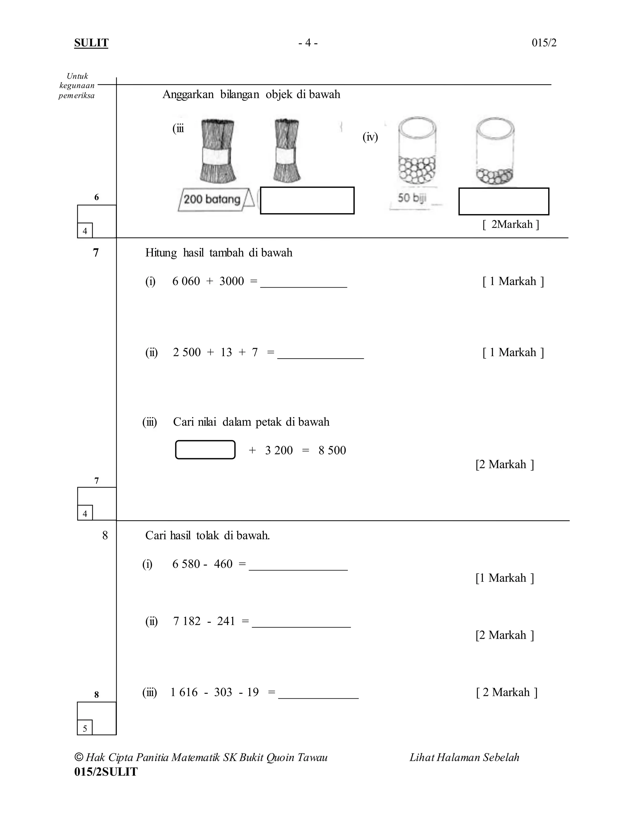 Matematik kertas 2 tahun 3 2017 | DOC