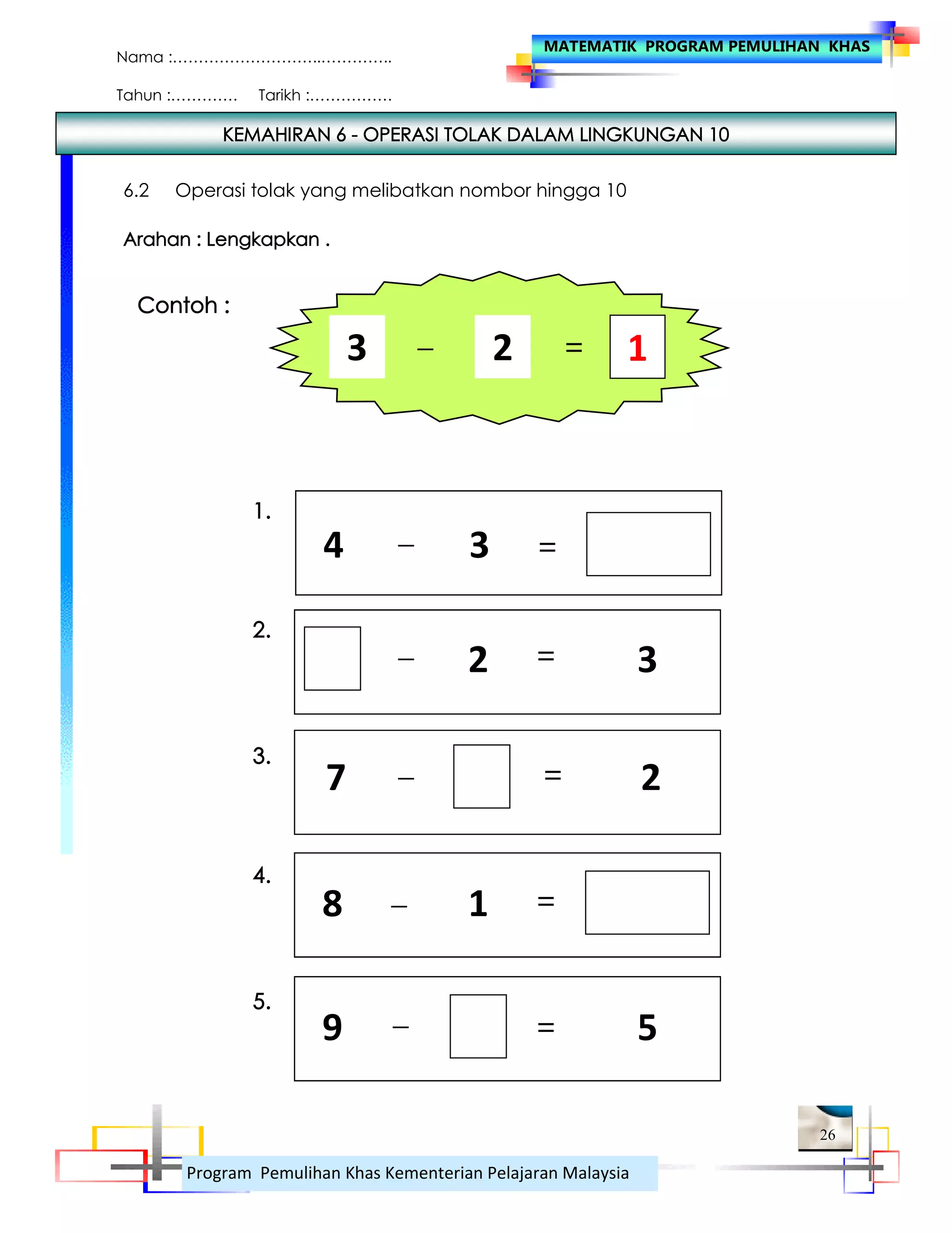 Lembaran Kerja Matematik Pemulihan Khas Pdf