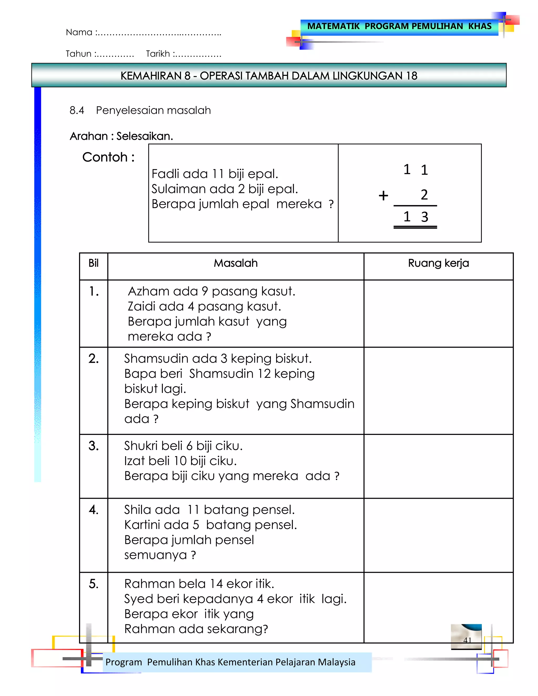 LEMBARAN KERJA MATEMATIK PEMULIHAN KHAS | PDF