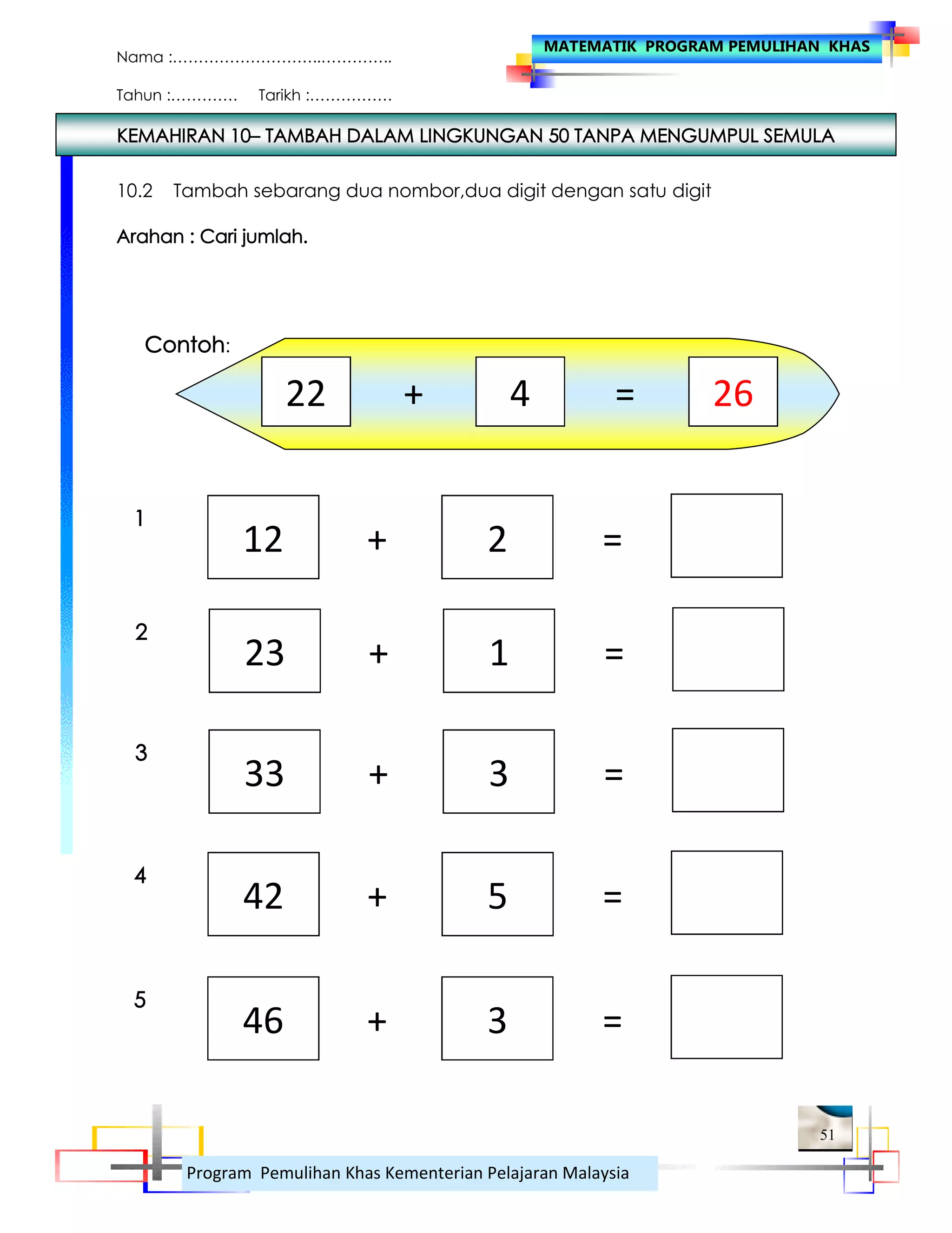 LEMBARAN KERJA MATEMATIK PEMULIHAN KHAS | PDF
