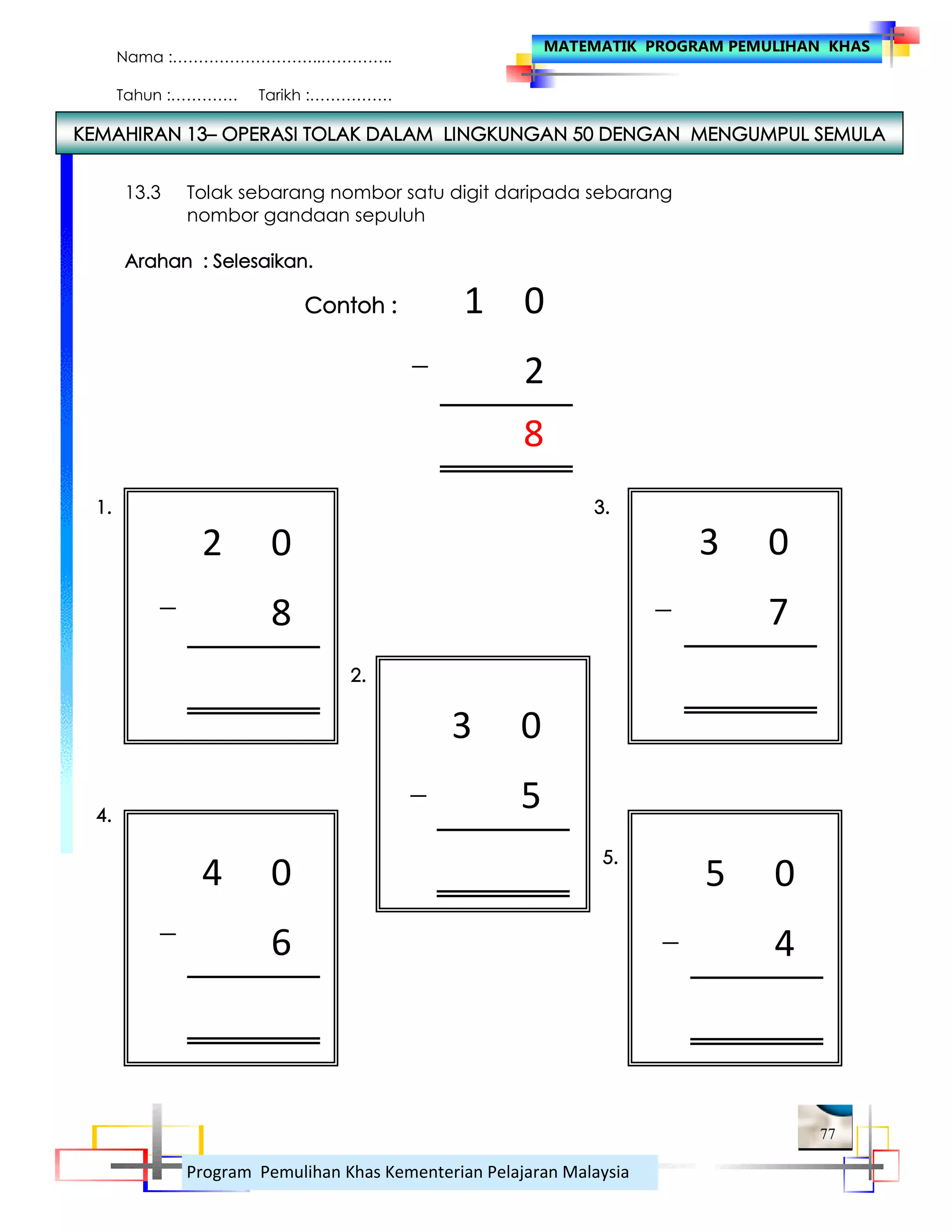 LEMBARAN KERJA MATEMATIK PEMULIHAN KHAS | PDF