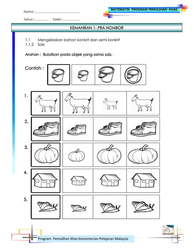 Lembaran Kerja Matematik Pemulihan Khas Pdf