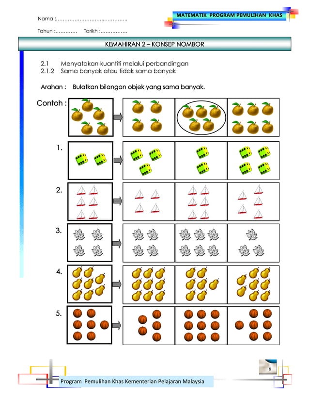 Lembaran Kerja Matematik Pemulihan Khas Pdf
